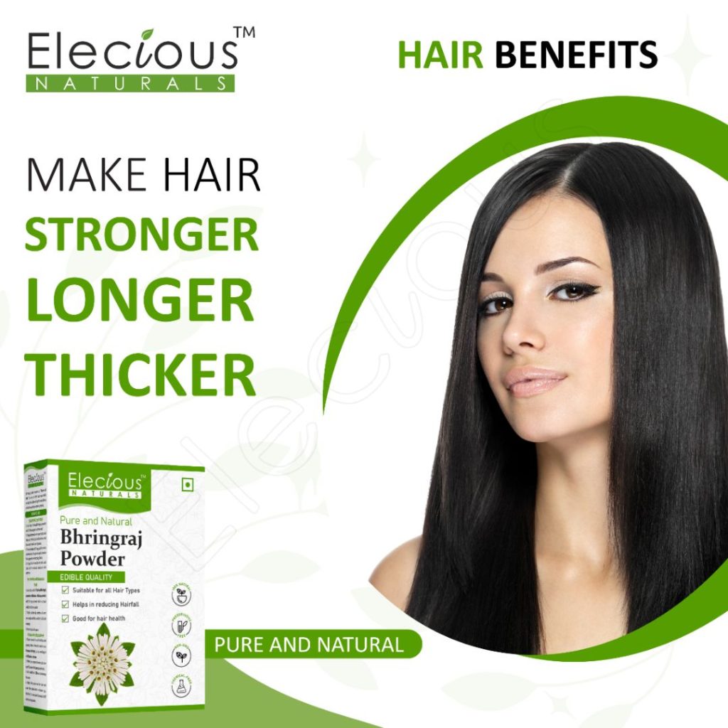 Elecious Naturals Bhringraj Powder for Hair and Eating - Elecious