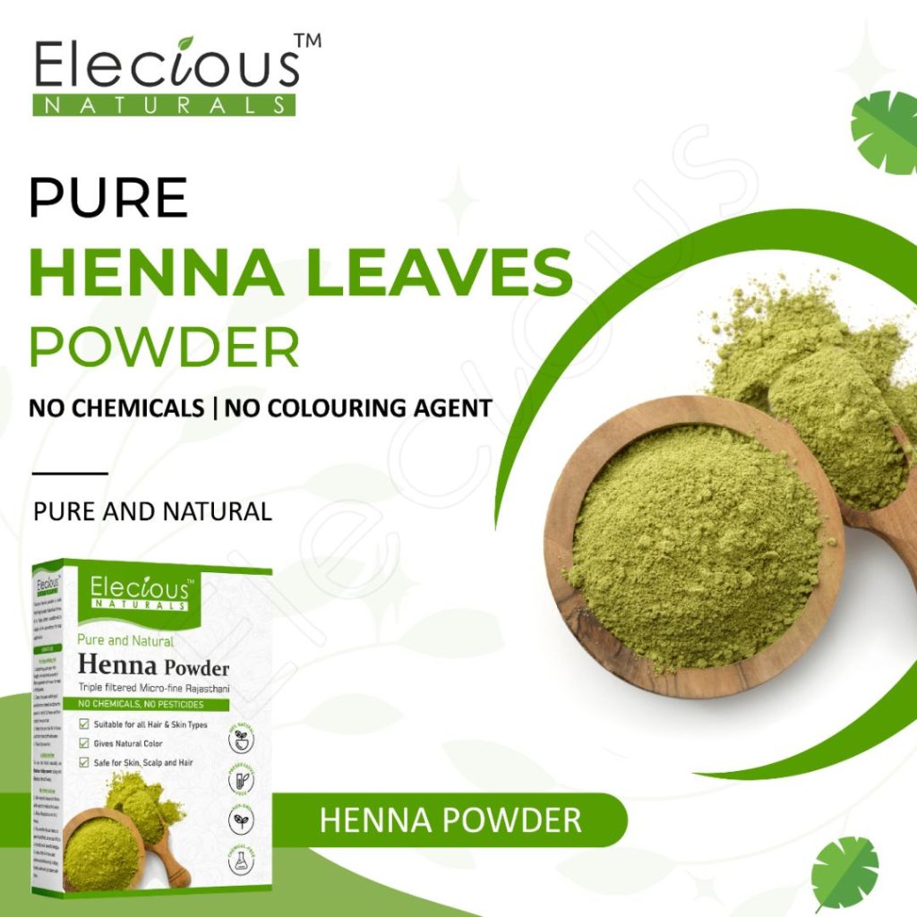 Elecious Naturals Henna Powder for Hair, Skin and Beard - Elecious
