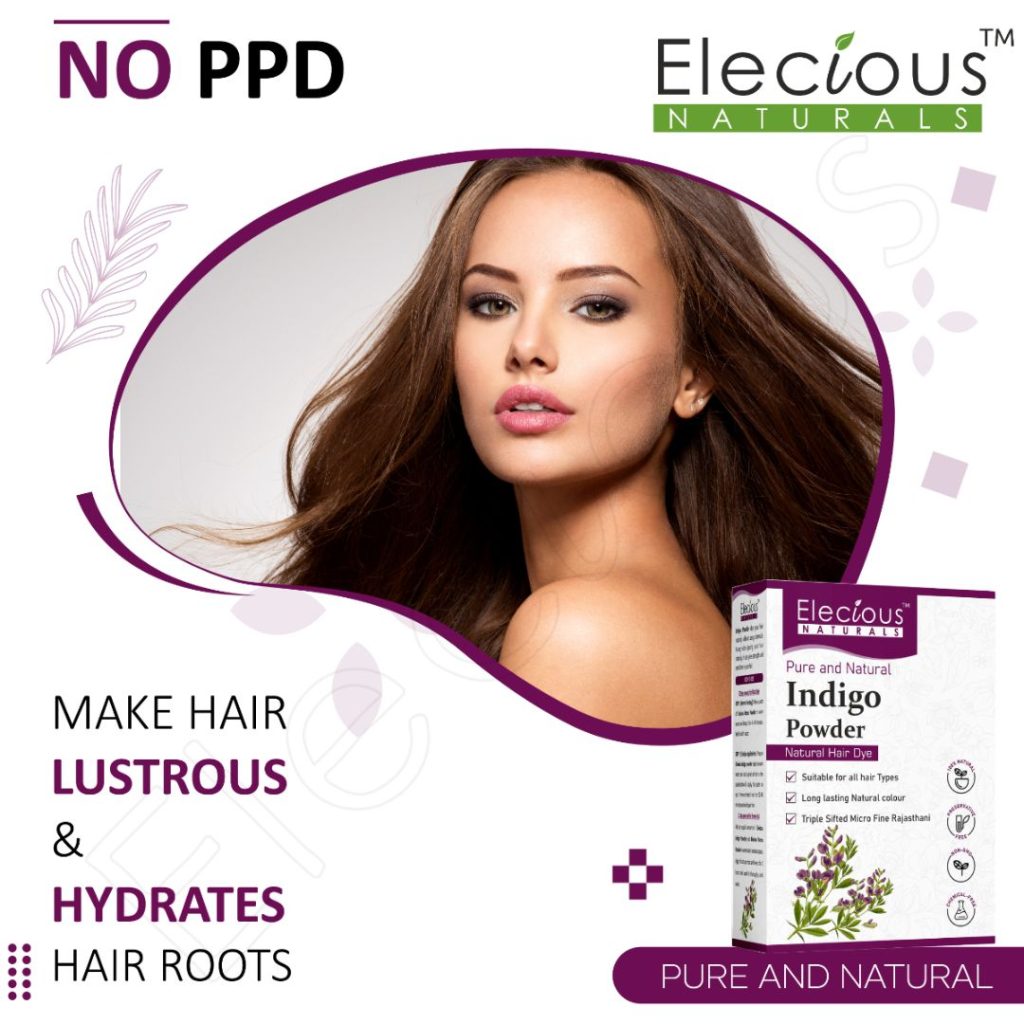Elecious Naturals Indigo Powder for black Hair - Natural Hair Dye