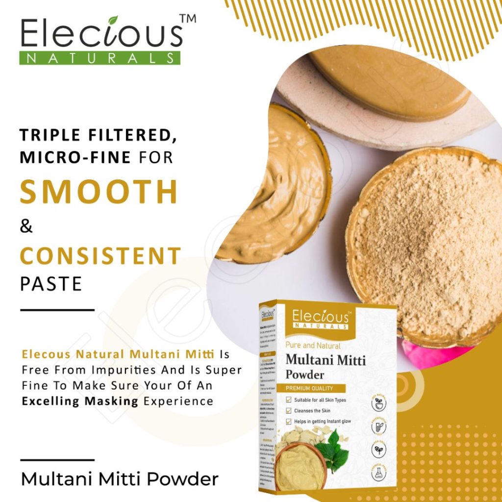 Elecious Naturals Multani Mitti Powder for Skin and Hair - Elecious