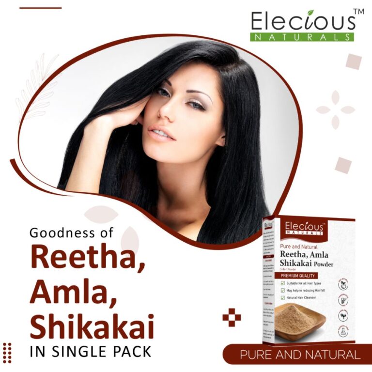 Elecious Naturals Amla, Reetha, Shikakai powder for Hair(3-in-1 ...